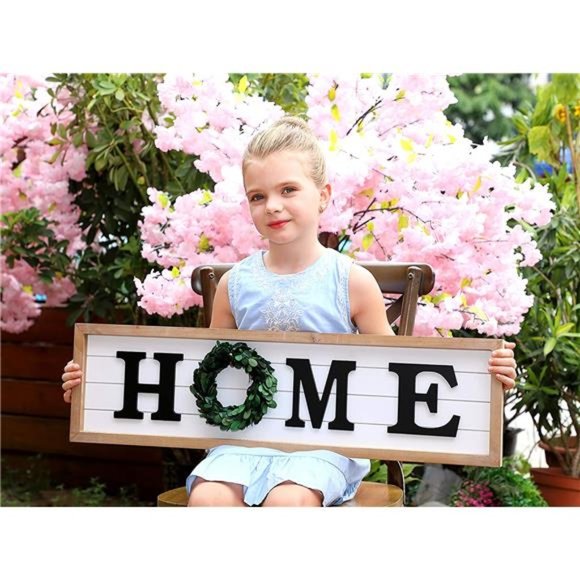Accents | Rustic Large Home Sign With Real Wreath For Oframed Farmhouse ...